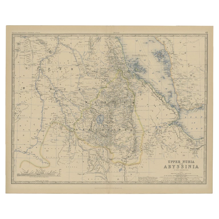 Old Antique Map of Upper Nubia and Abyssinia, 1882 at 1stDibs