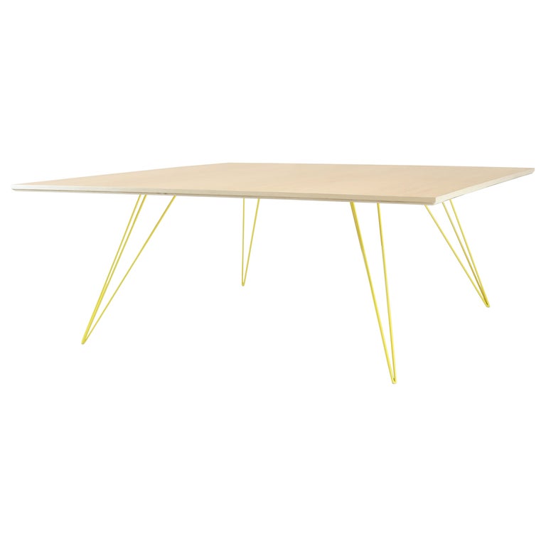 Williams Hairpin Coffee Table Square Maple Yellow For Sale at 1stDibs