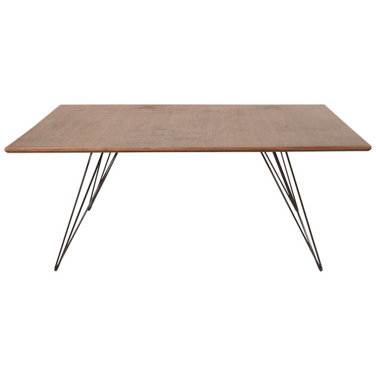Williams Hairpin Coffee Table Rectangular Walnut Black For Sale at 1stDibs