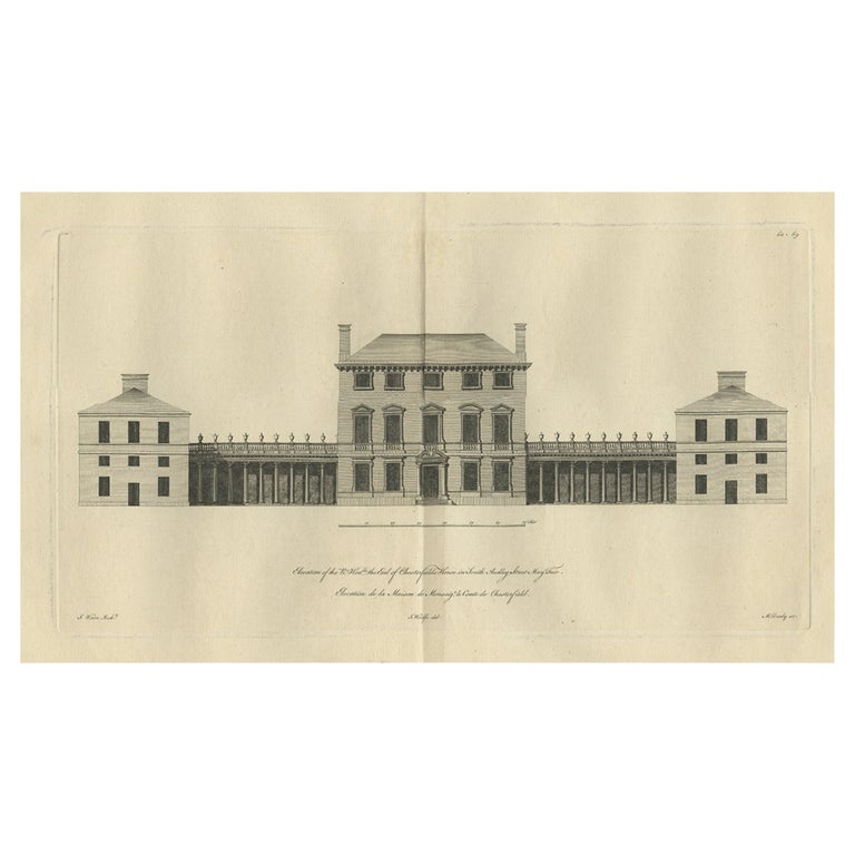 Old Engraving of Chesterfield House, Westminster in London, Uk, ca.1770 ...