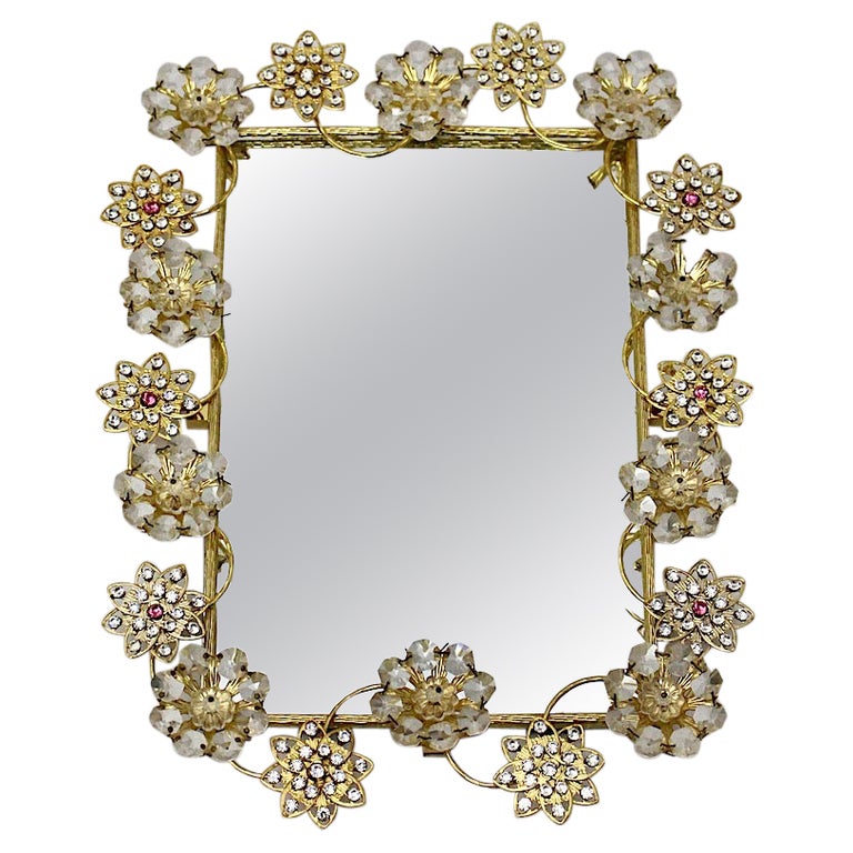 Modern Vintage Rectangular Glass Golden Metal Wall Mirror, 1990s, Italy ...