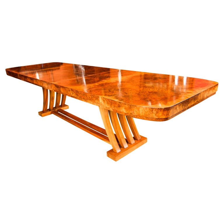 Antique Art Deco Dining Table Burr Walnut 1920s at 1stDibs