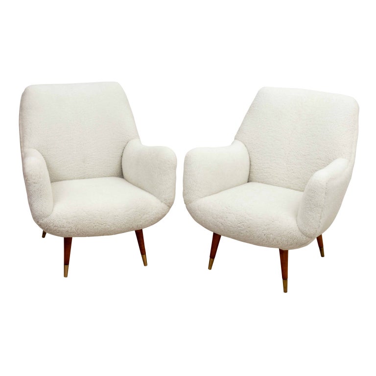 Italian Shearling Chairs at 1stDibs