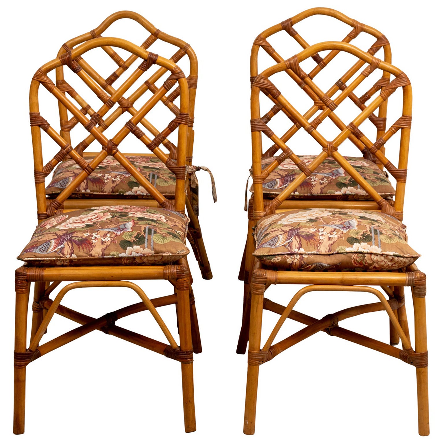 Stylish Vintage Rattan and Bamboo Set of Console Table and Two Side ...