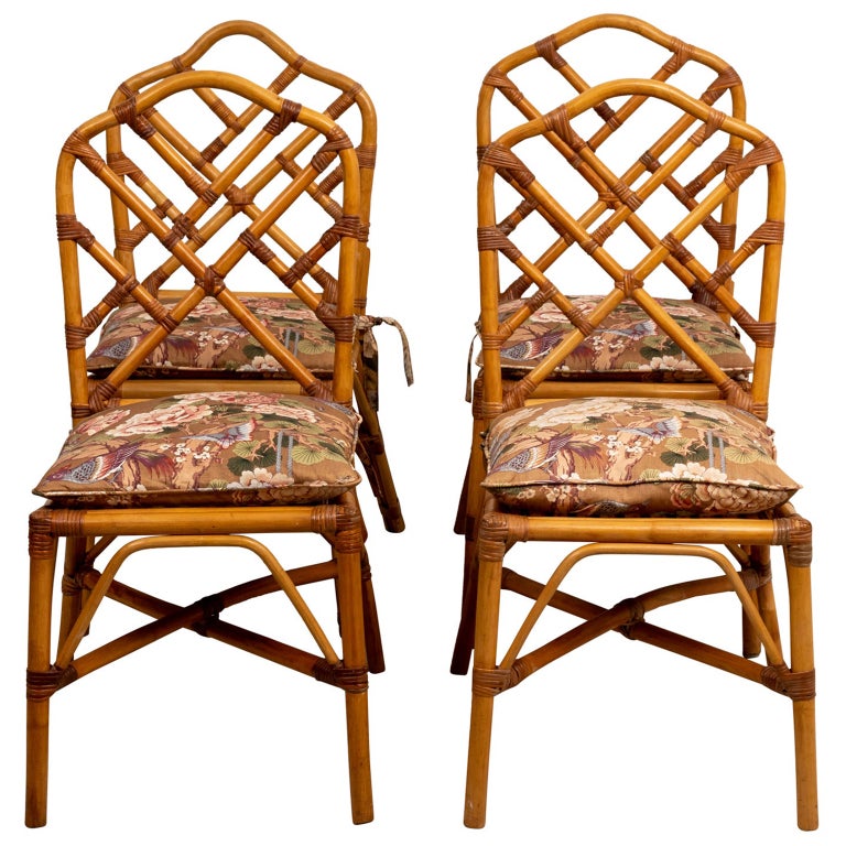 Set of Four Bamboo Side Chairs at 1stDibs