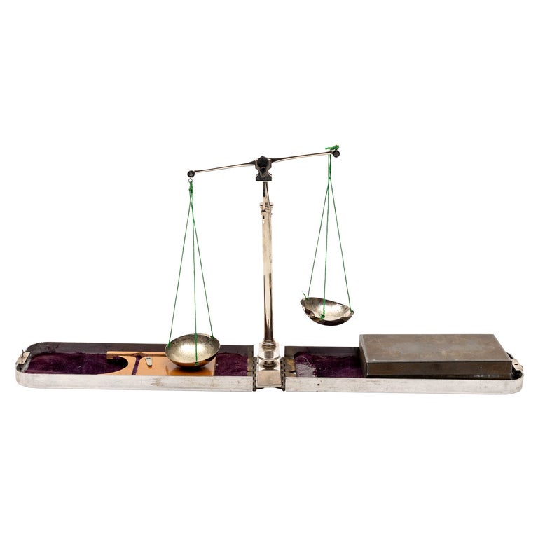 Vintage Two Pan Scale and Weights at 1stDibs