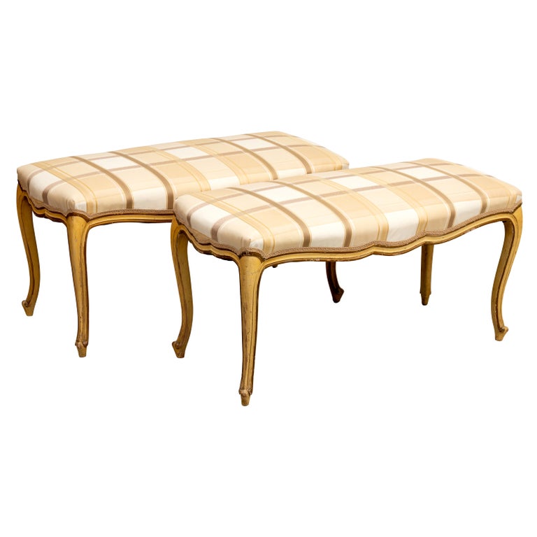 Pair of Painted French Style Benches For Sale at 1stDibs