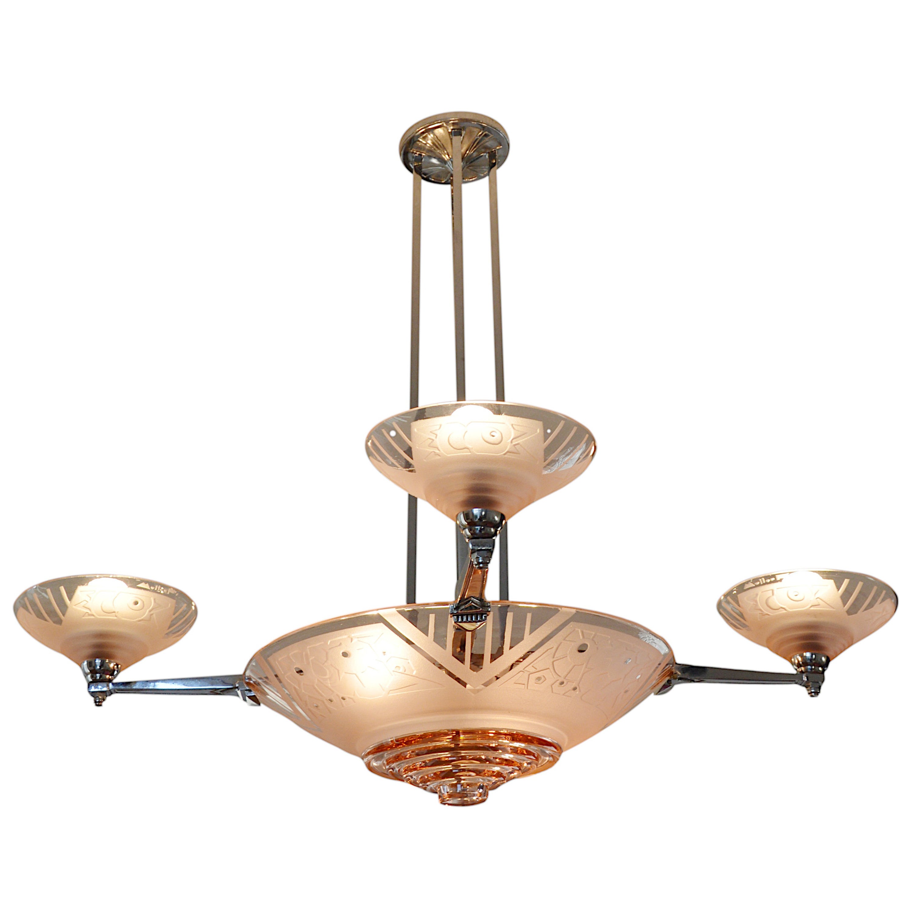 Gorgeous Early Art Deco Chandelier by Muller Frères For Sale at 1stDibs