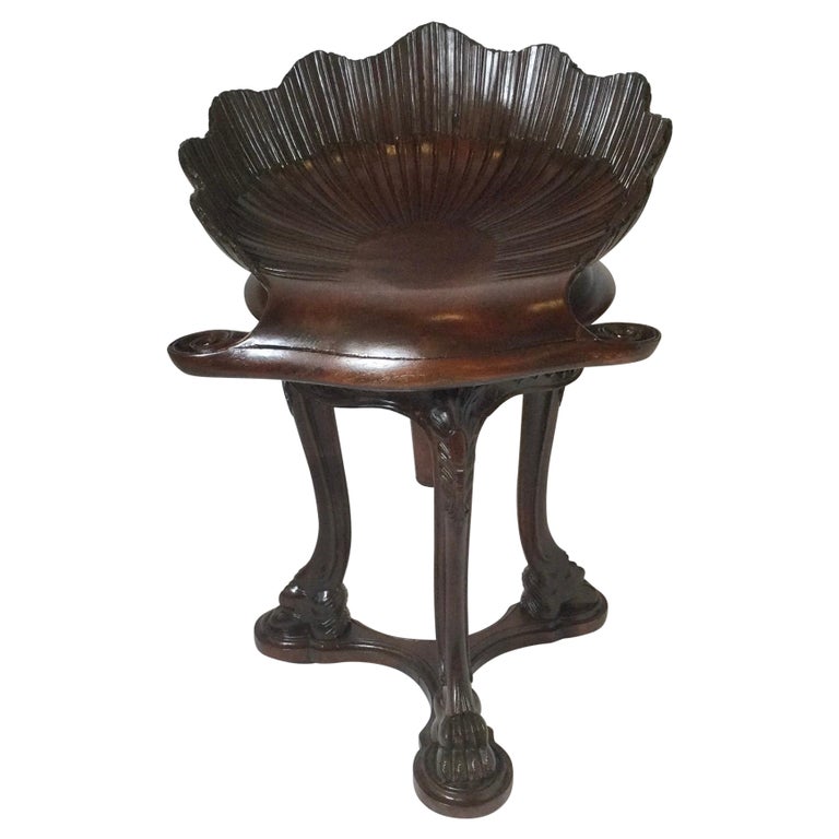 Hand Carved Walnut Shell Motif Swivel Grotto Bench For Sale at 1stDibs