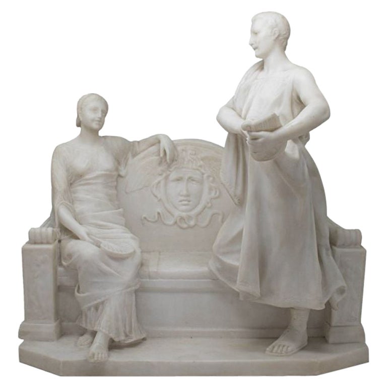 Early 20th Century Gallant Scene with Citaredo Sculpture White and ...