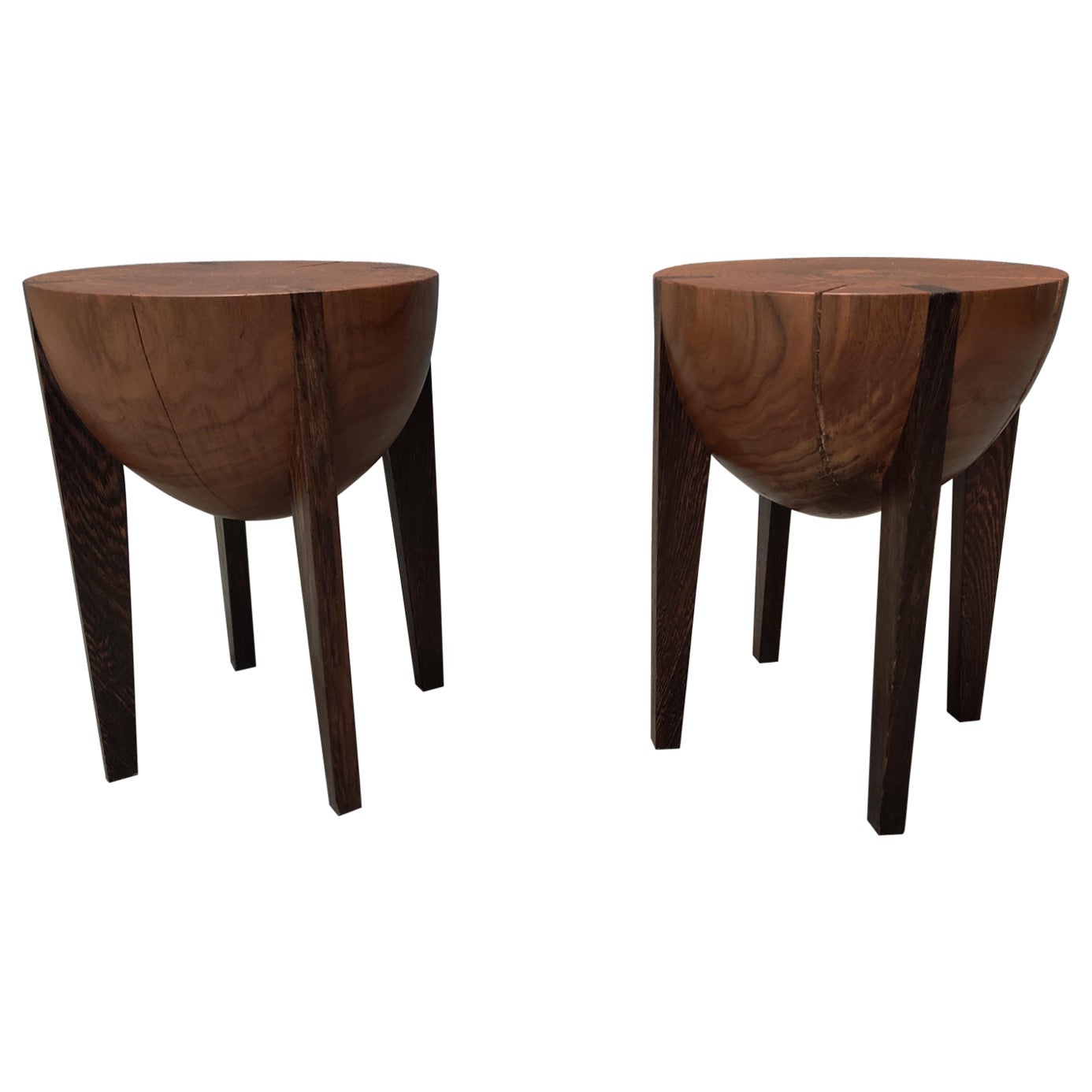 Miles and May Pair "RD Stool" Side Tables Stools Walnut Wenge Mid-Century Inspired at 1stDibs