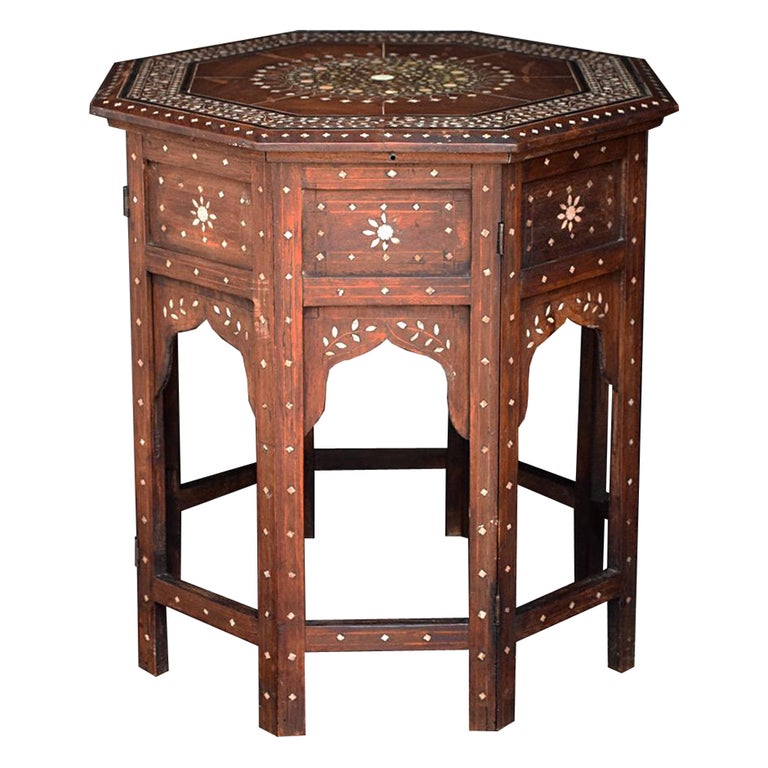 Hand Carved Bone Inlaid Hoshiarpur Occasional Table at 1stDibs