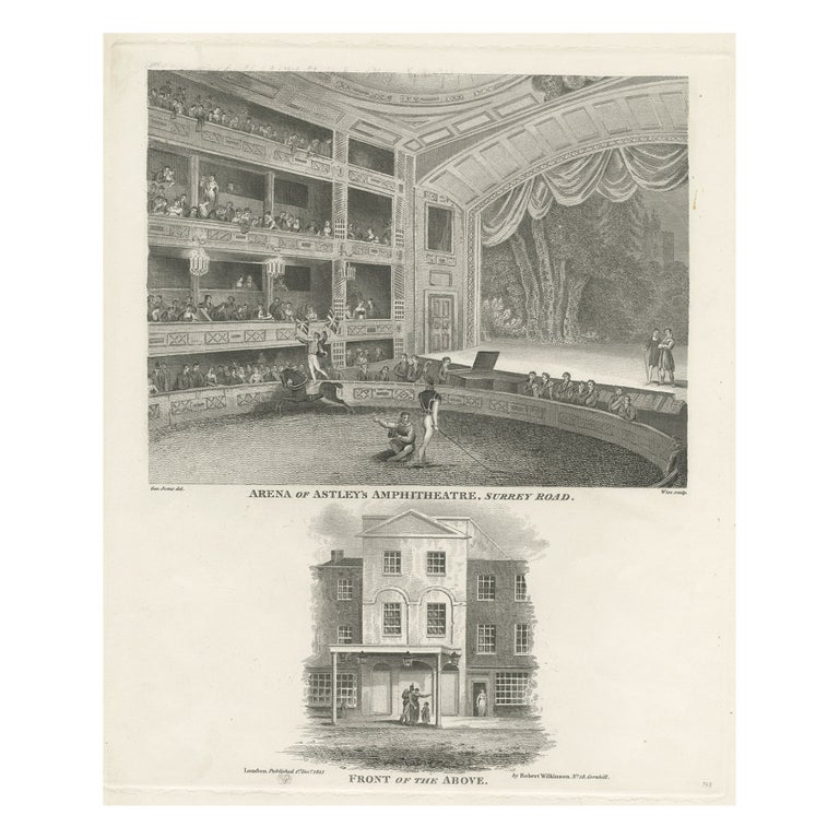 Old Print of Astley's Amphitheatre, South of Westminster Bridge, London ...