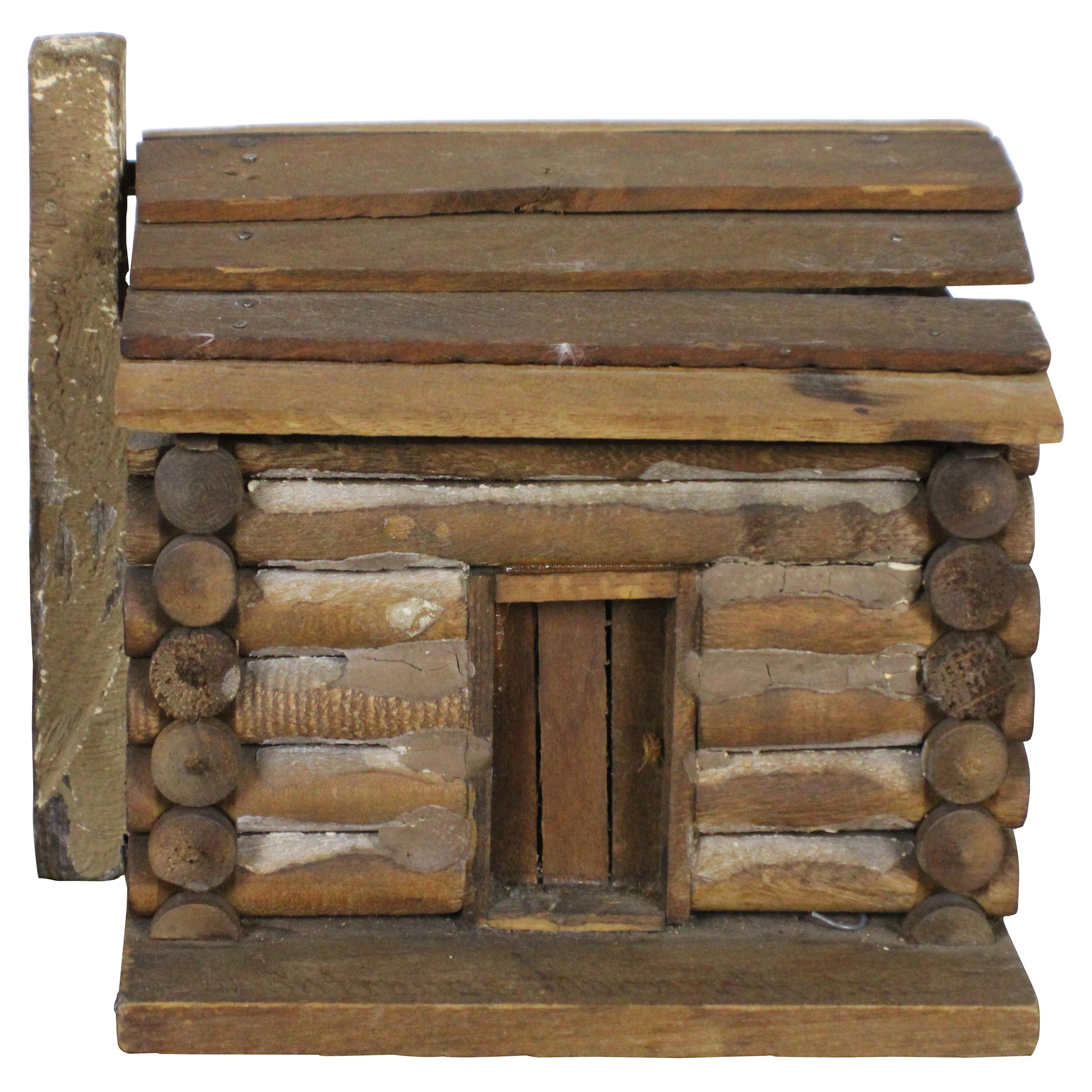 Vintage Handmade Folk Art Log Cabin Doll House Rustic Country Toy Model ...