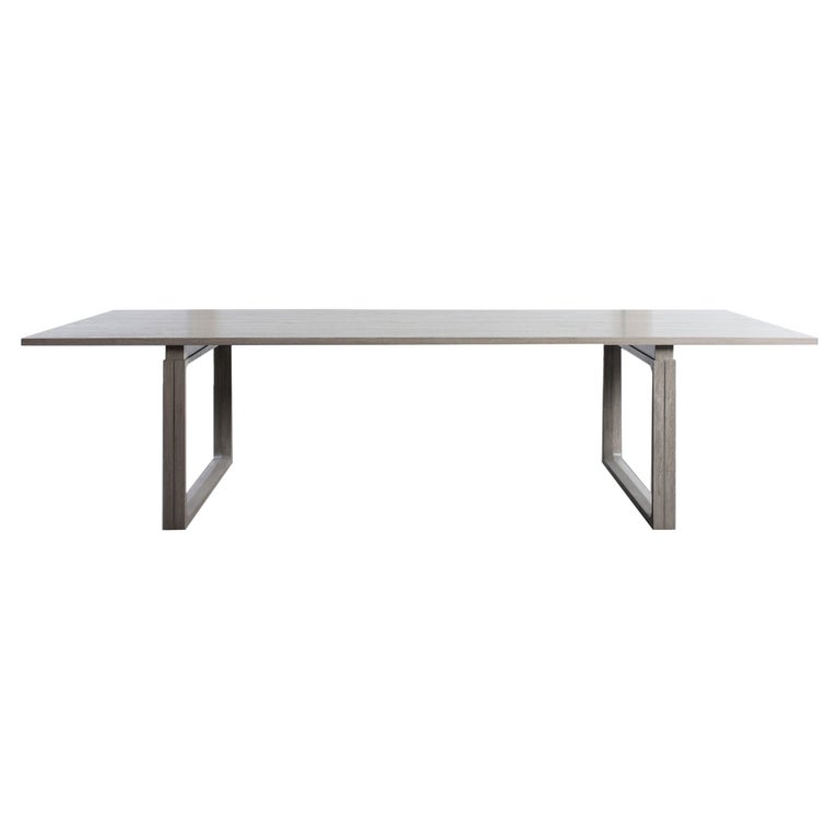 Modern Dove Grey Walnut Dining Table For Sale at 1stDibs