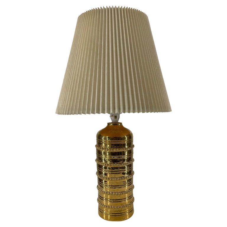 1 of 3 Bitossi Gold Glazed Ceramic Table Lamp by Miranda of Sweden ...