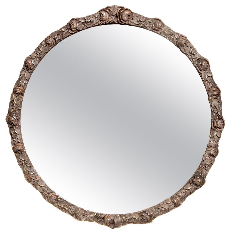 Round Mirror w Roses at 1stDibs