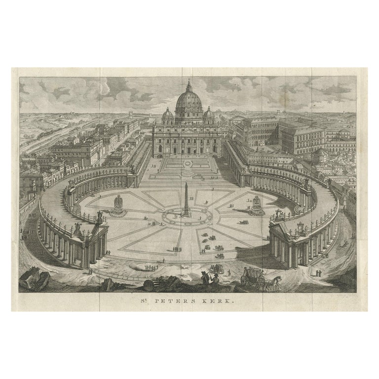 Original Antique Engraving Depiciting St. Peter's Basilica, Rome in ...