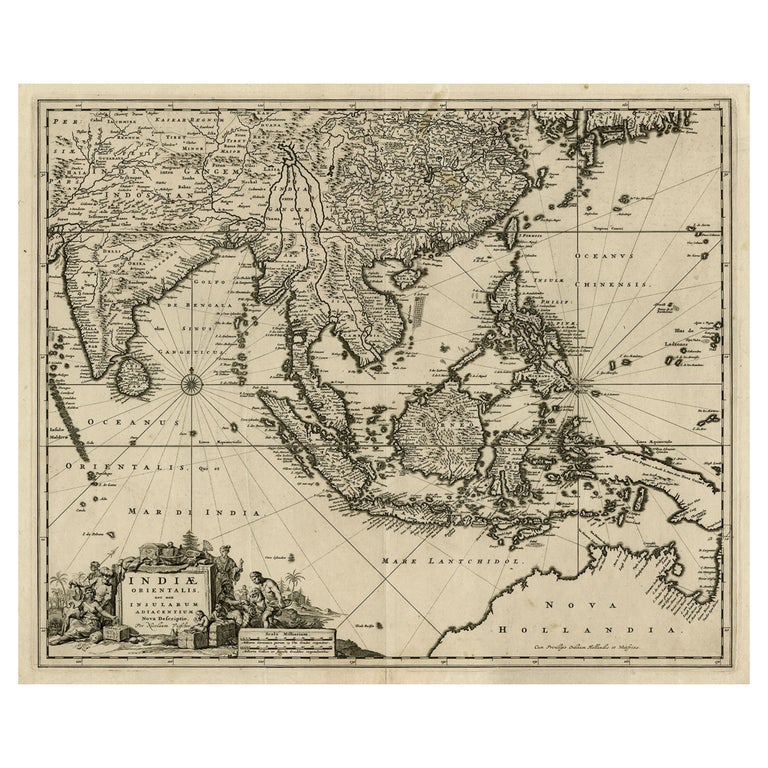 Antique Map of the Strait of Malacca, Malay Peninsula and Dutch Indies ...