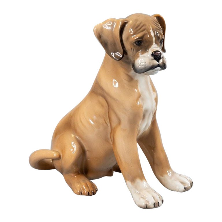 Mid Century Italian Ronzan Signed Boxer Dog For Sale at 1stDibs