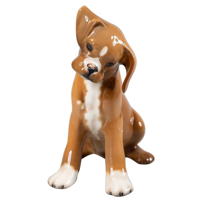 Mid-Century Italian Ronzan Signed Boxer Dog Puppy For Sale at 1stDibs