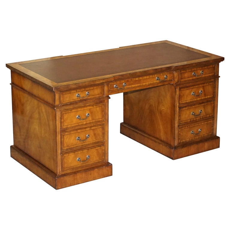 Brights of Nettlebed Double Sided Inverted Breakfront Pedestal Desk For ...