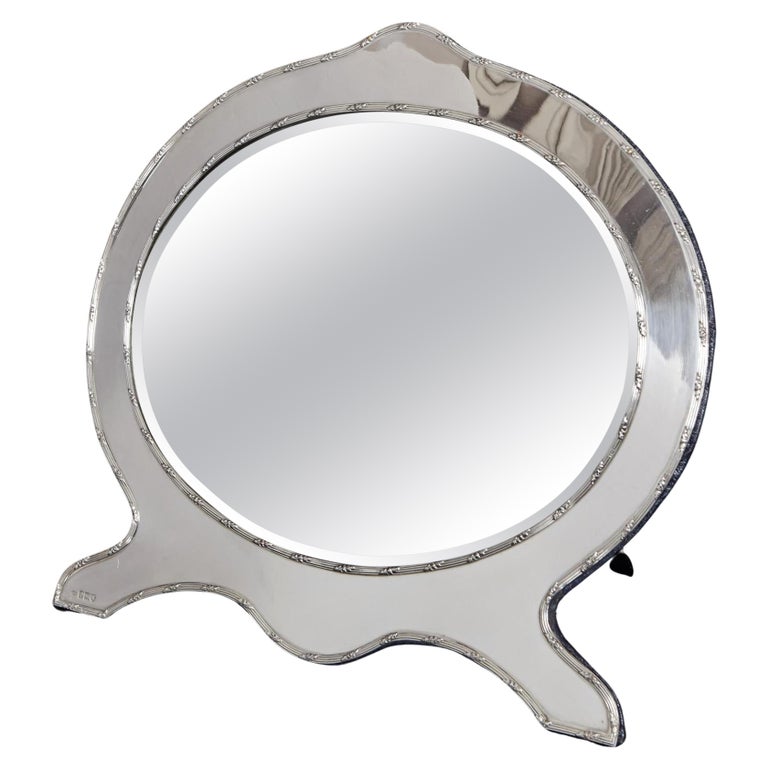 Antique English Silver Dressing Table Mirror Made in 1910 For Sale at ...