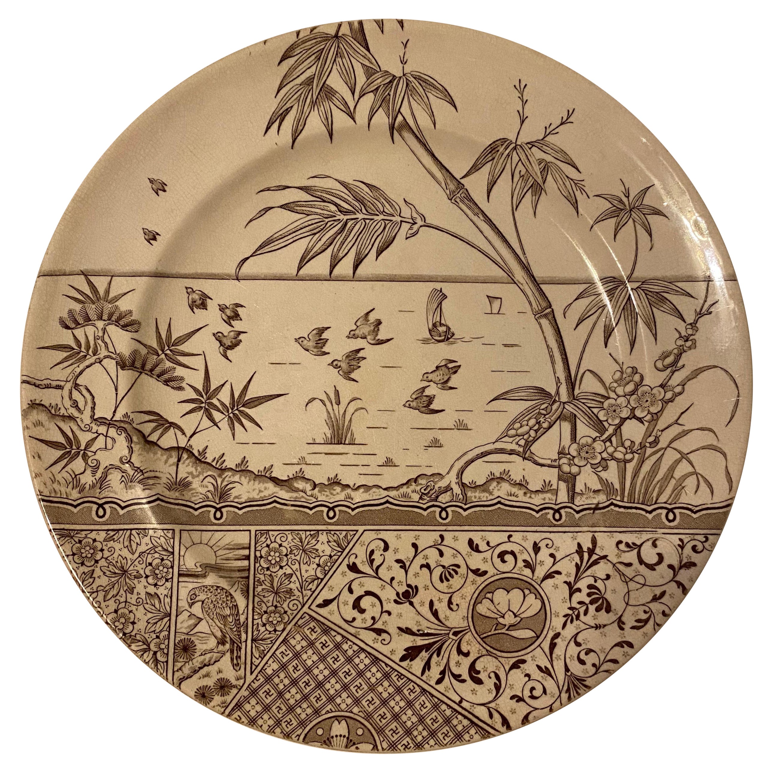 G and W Late Mayers Melbourne Brown Transferware Dinner Plate, circa ...