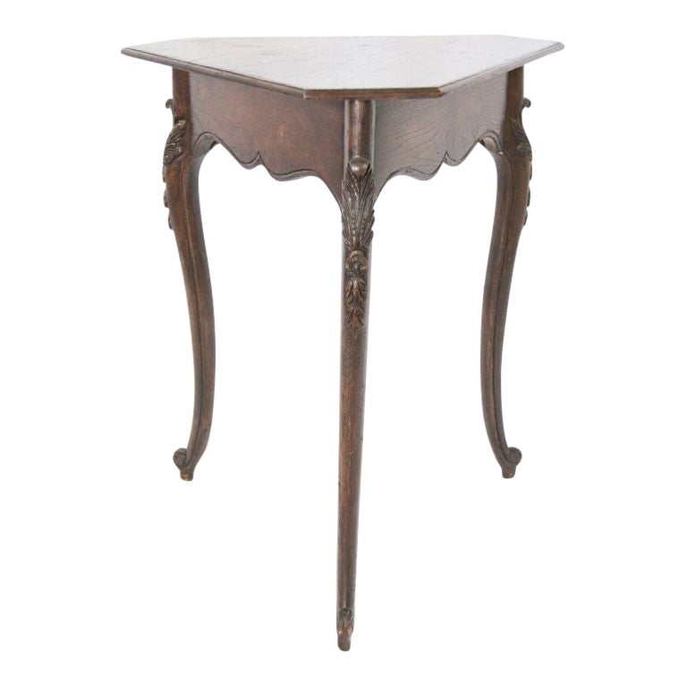 19th Century French Oak Tripod Triangular Side Table For Sale at 1stDibs