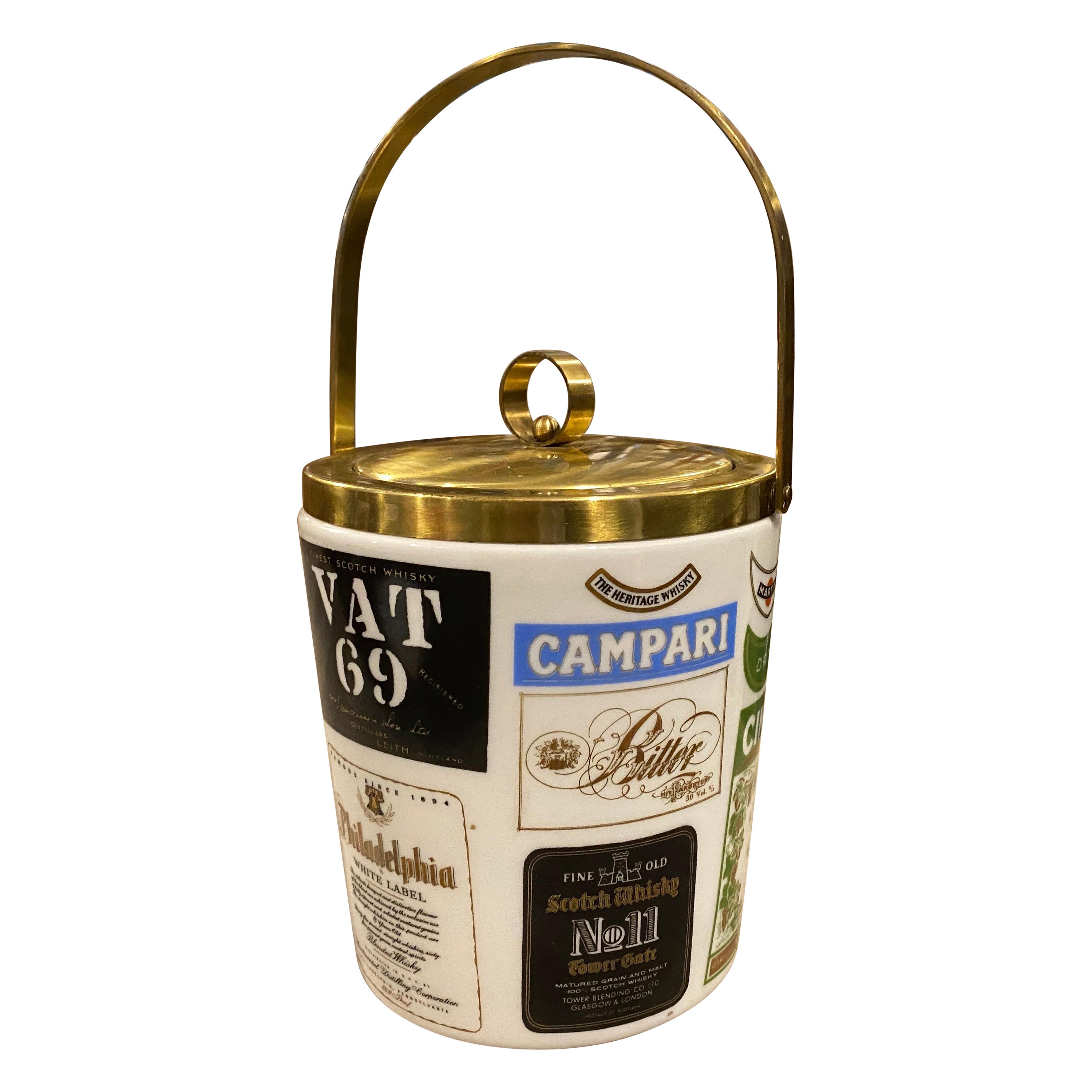 Modern Cast Brass, Chiseled Timber and Resin Dawa Ice Bucket For Sale ...