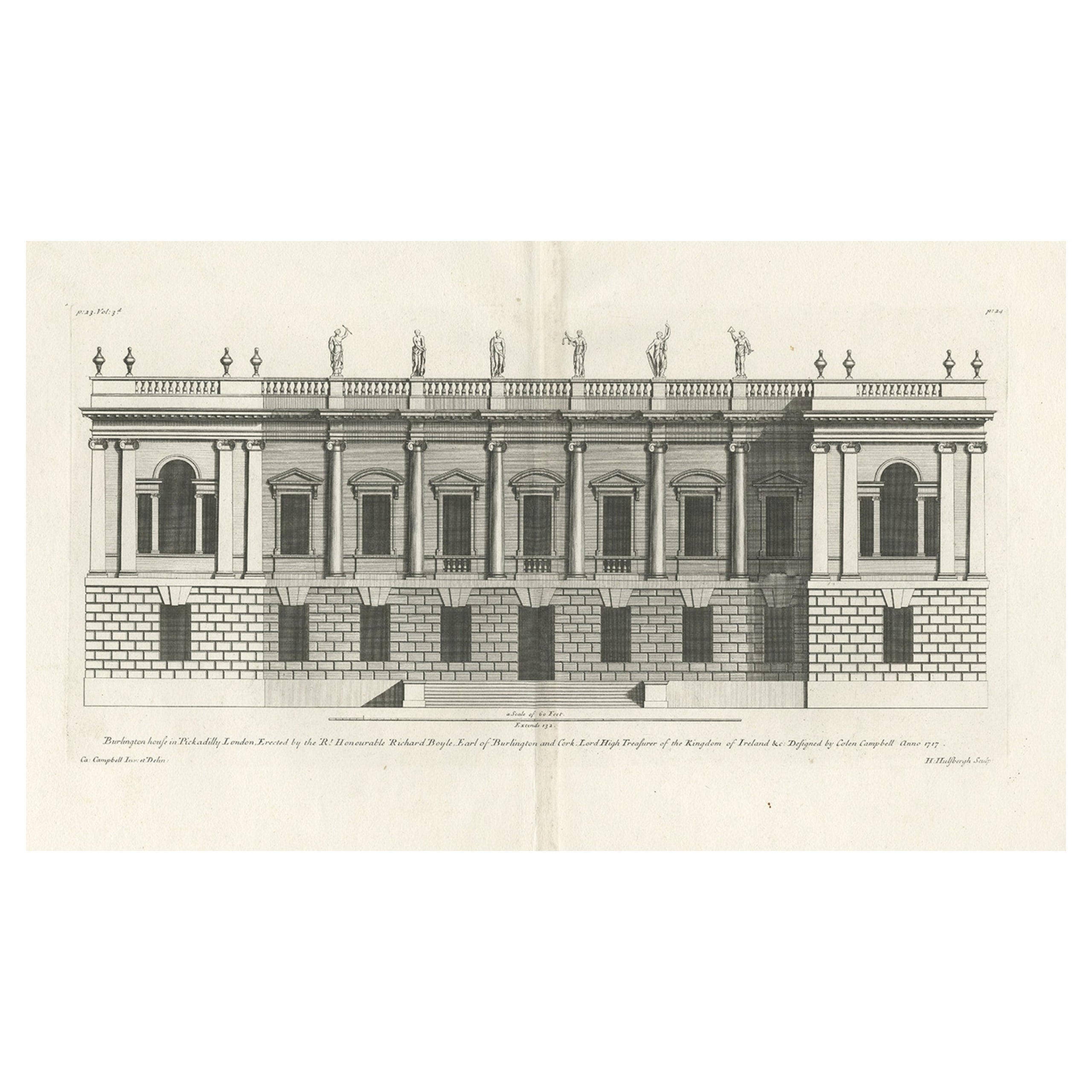 Engraving of the Entrance Facade of the Royal Exchange, Cornhill ...