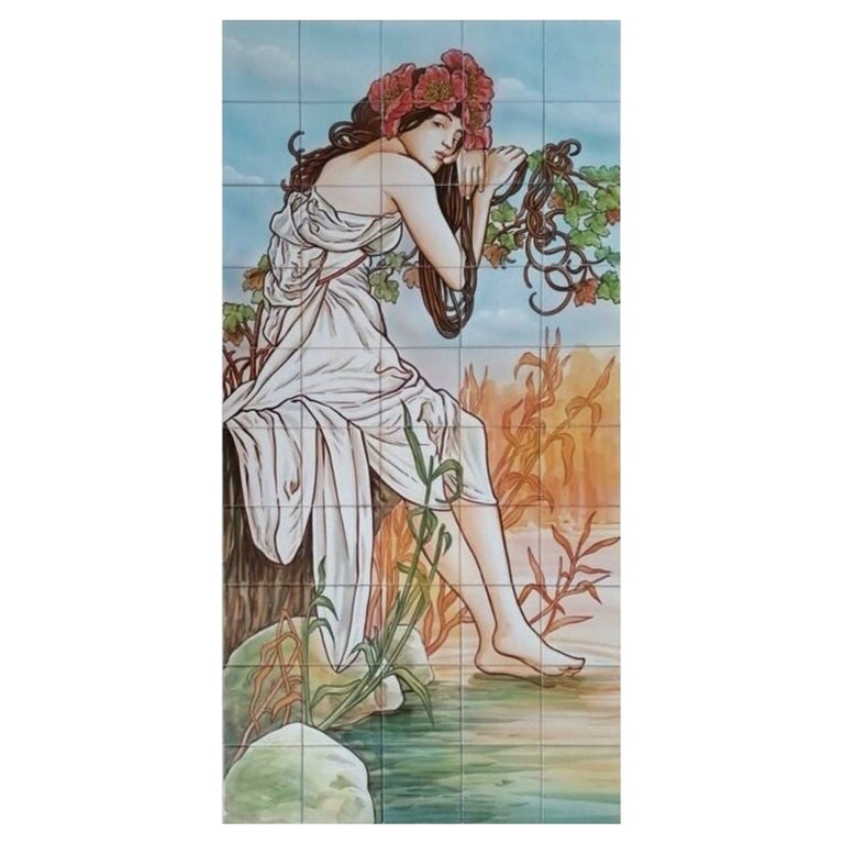 Autumn Tile Mural in Pure Clay and Fine Ceramic For Sale at 1stDibs