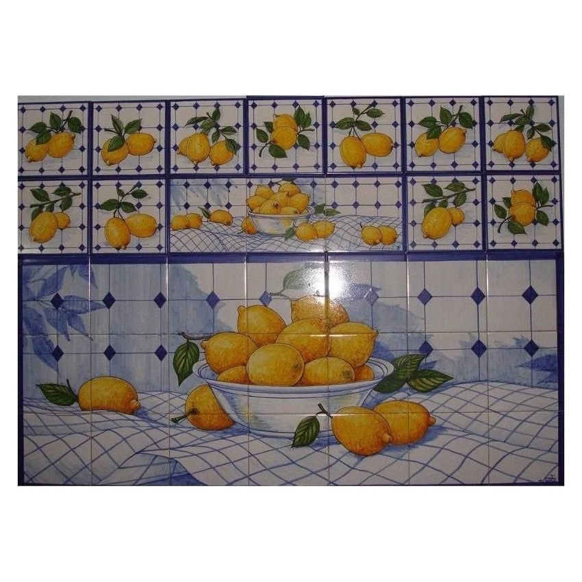 Pair of Vintage Tile Lemon Topiaries For Sale at 1stDibs
