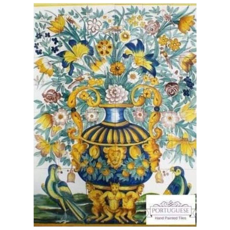 Hand Painted Unique Ceramic Tiles Mid Century Modern Big Wall Art at ...