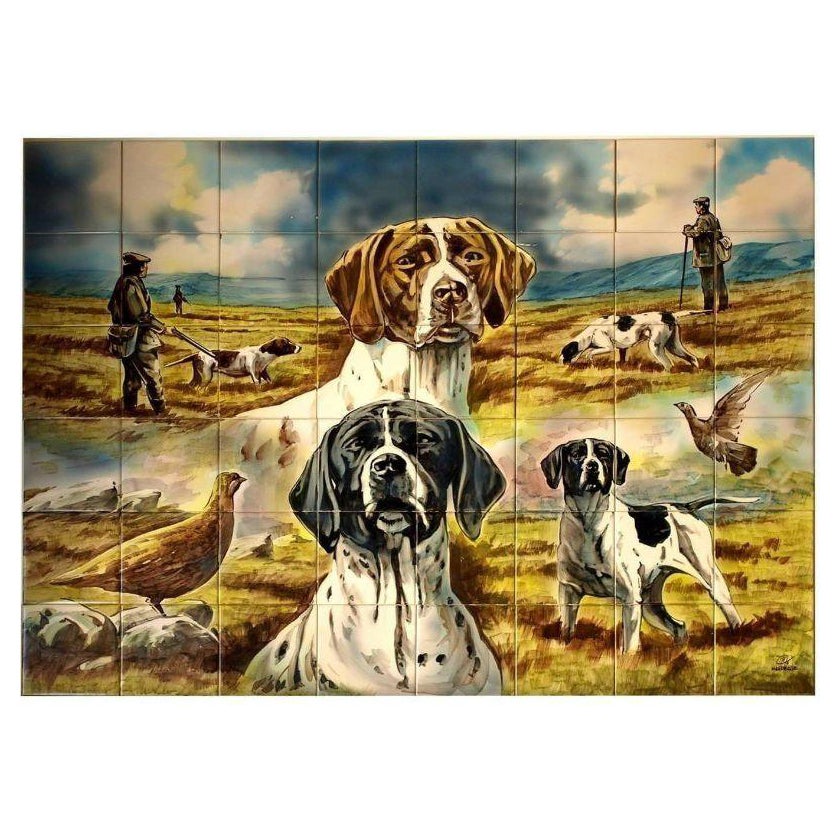 Hunting Tile Mural in Pure Clay and Fine Ceramic For Sale at 1stDibs
