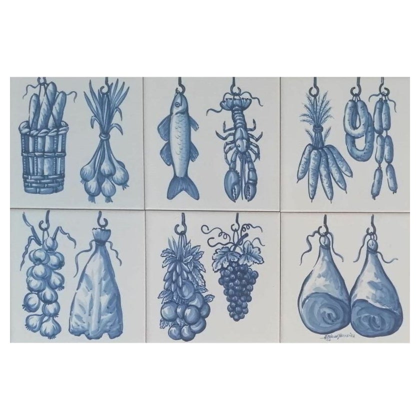 Hanging Foods Hand Painted Tiles for Kitchen Wall, Portuguese Tiles ...