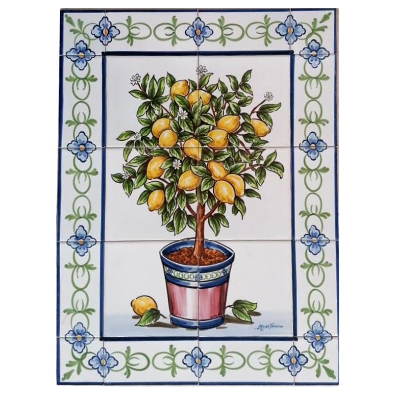 Lemon Tree Tile Mural in Pure Clay and Fine Ceramic For Sale at 1stDibs ...