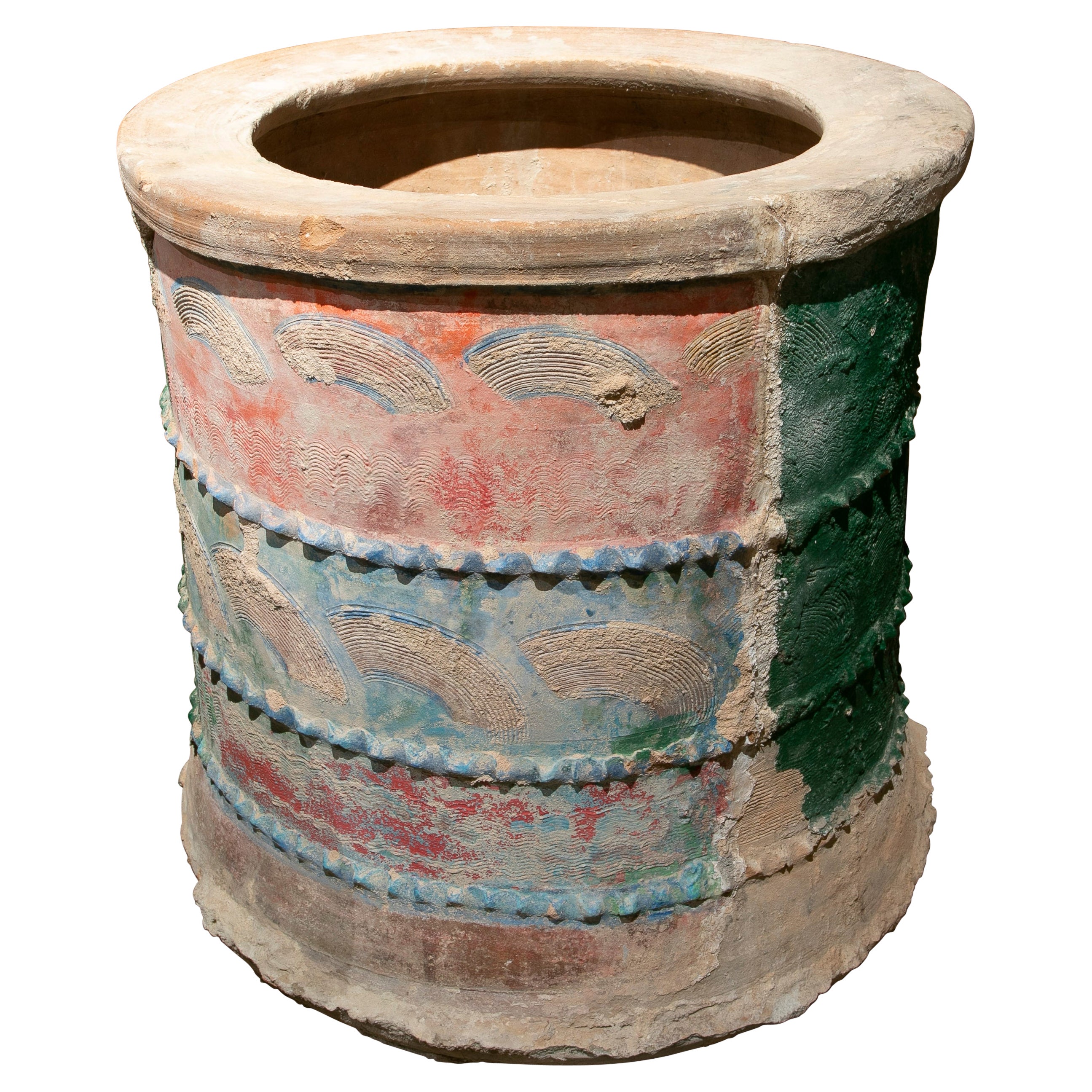Mid-19th Century Spanish Handcrafted Painted Terracotta Water Well For ...