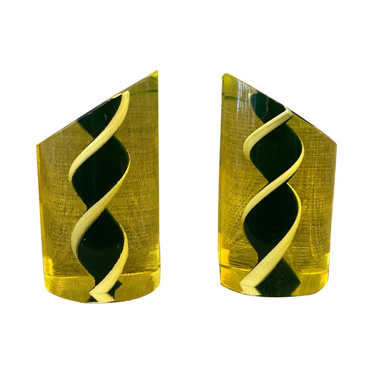 Murano Salviati Glass Double Helix Bookends at 1stDibs
