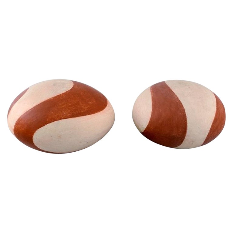 European Studio Ceramicist, Two Rattle Instruments in Glazed Stoneware ...