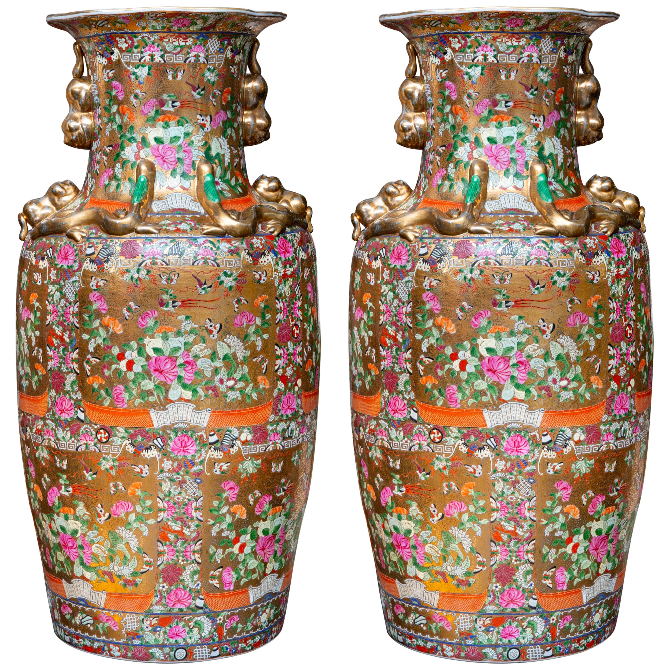 Tall Rose Medallion Vase For Sale at 1stDibs