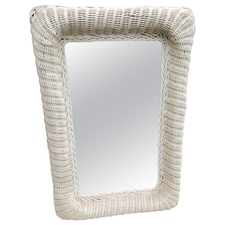 Chabby Chic Vintage Wicker Wall Mirror by Interlude Home, circa 1970s ...