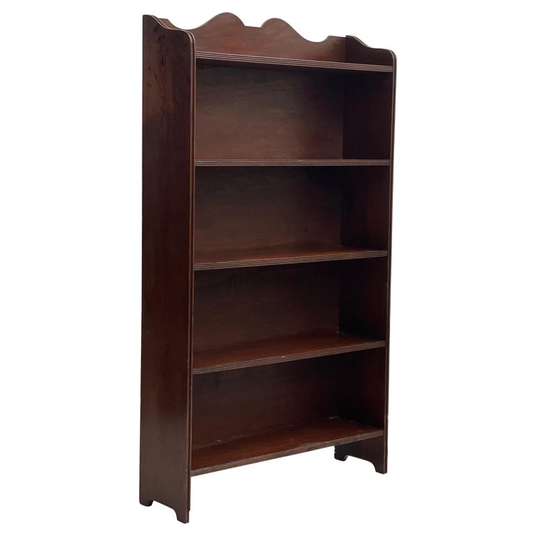 Vintage English Solid Mahogany Bookcase Fixed Shelves For Sale at ...