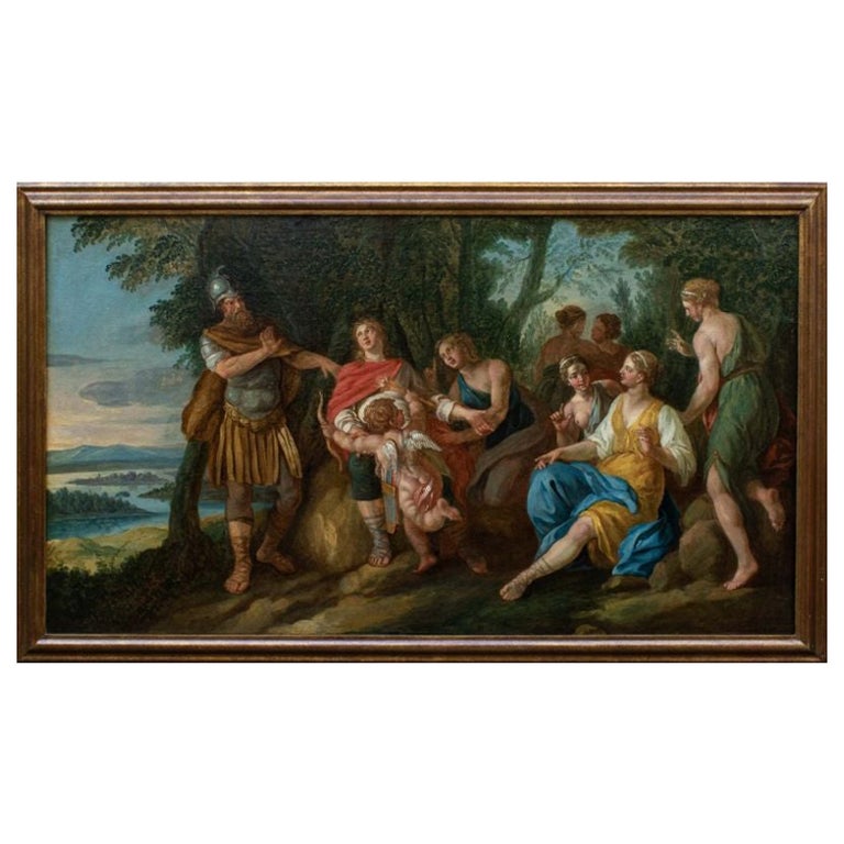 18th Century Mythological Scene with Venus Mars and Cupid Painting Oil ...