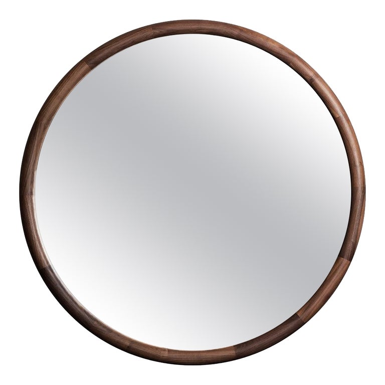 Circle Walnut Mirror For Sale at 1stDibs