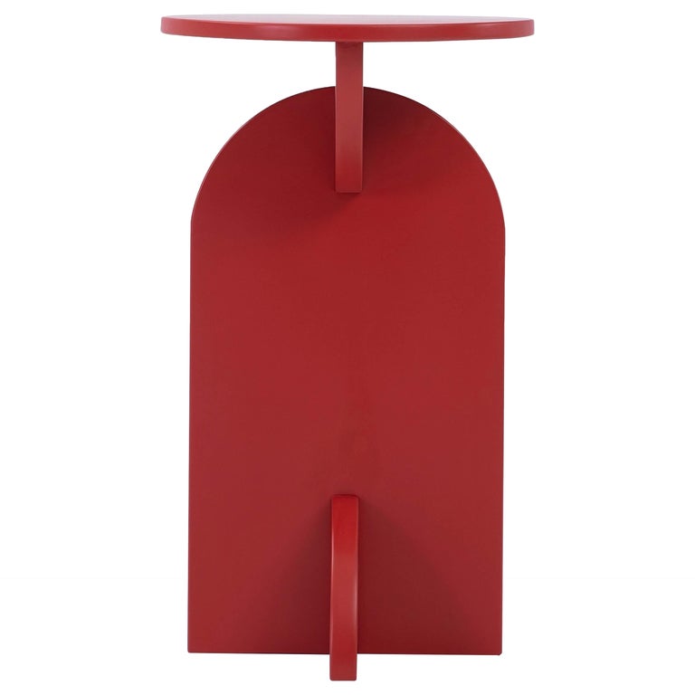 Crescent End Table, Minimalist Red End Table For Sale at 1stDibs