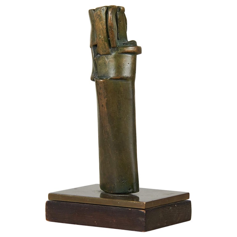 Cubist Bronze Sculpture on Stand at 1stDibs