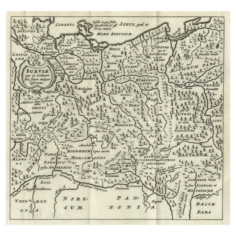 Miniature Map of Swabia, a Medieval Duchy in South-West Germany and ...