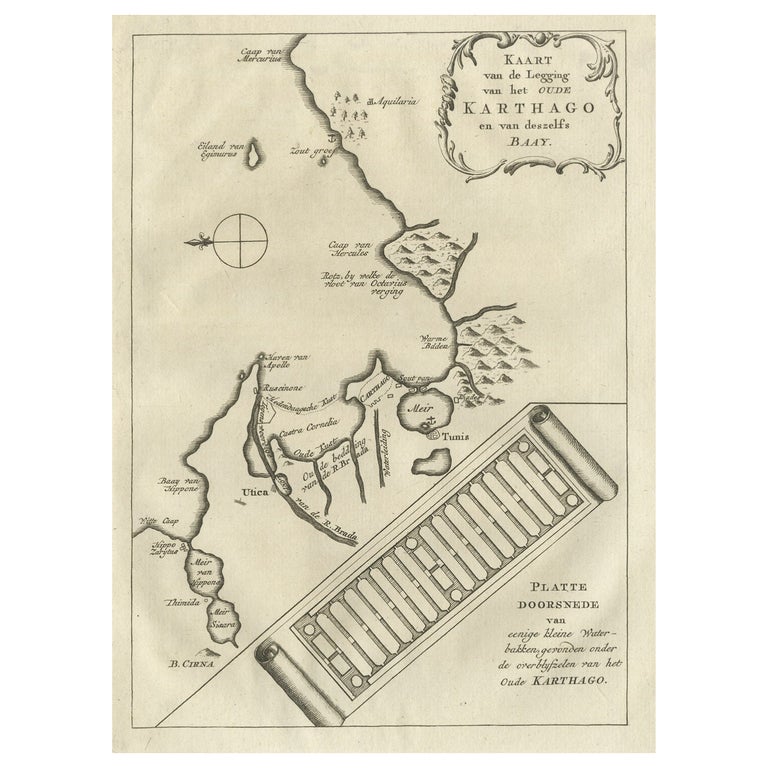 Old Dutch Map of the City of Carthage and the Bay of Carthage, 1773 For ...