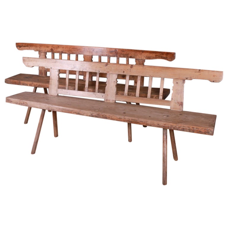 Pair of Austrian Pine Benches For Sale at 1stDibs